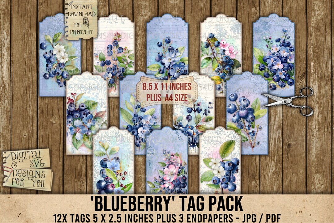 Tags, Blueberries, Blueberry Twigs, Blueberry Blossoms, Bookmark ...