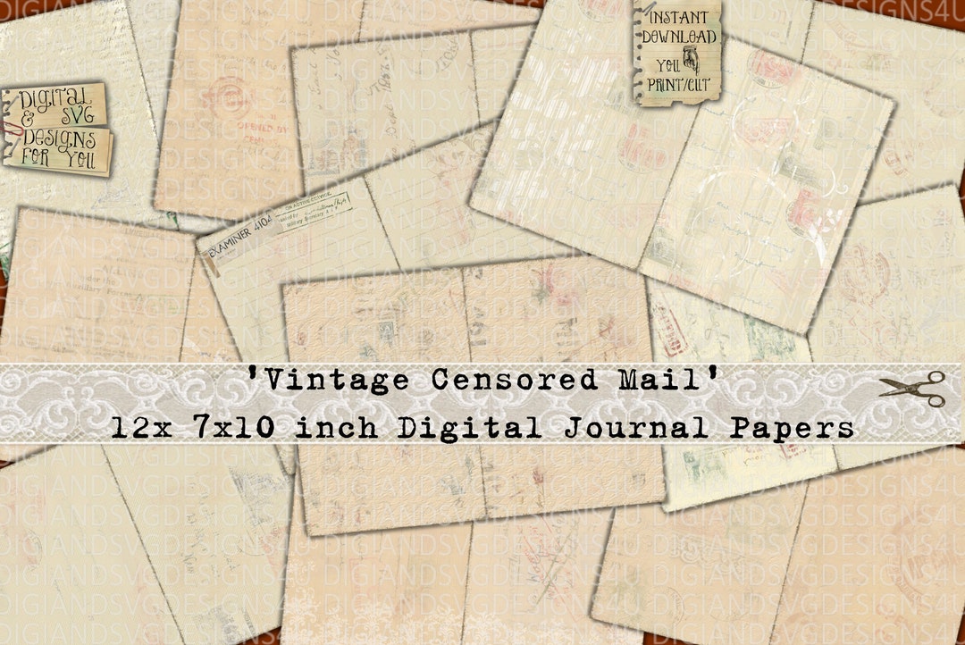 Vintage Style Papers, Censored Letters, Letters, Printable Paper, Junk ...
