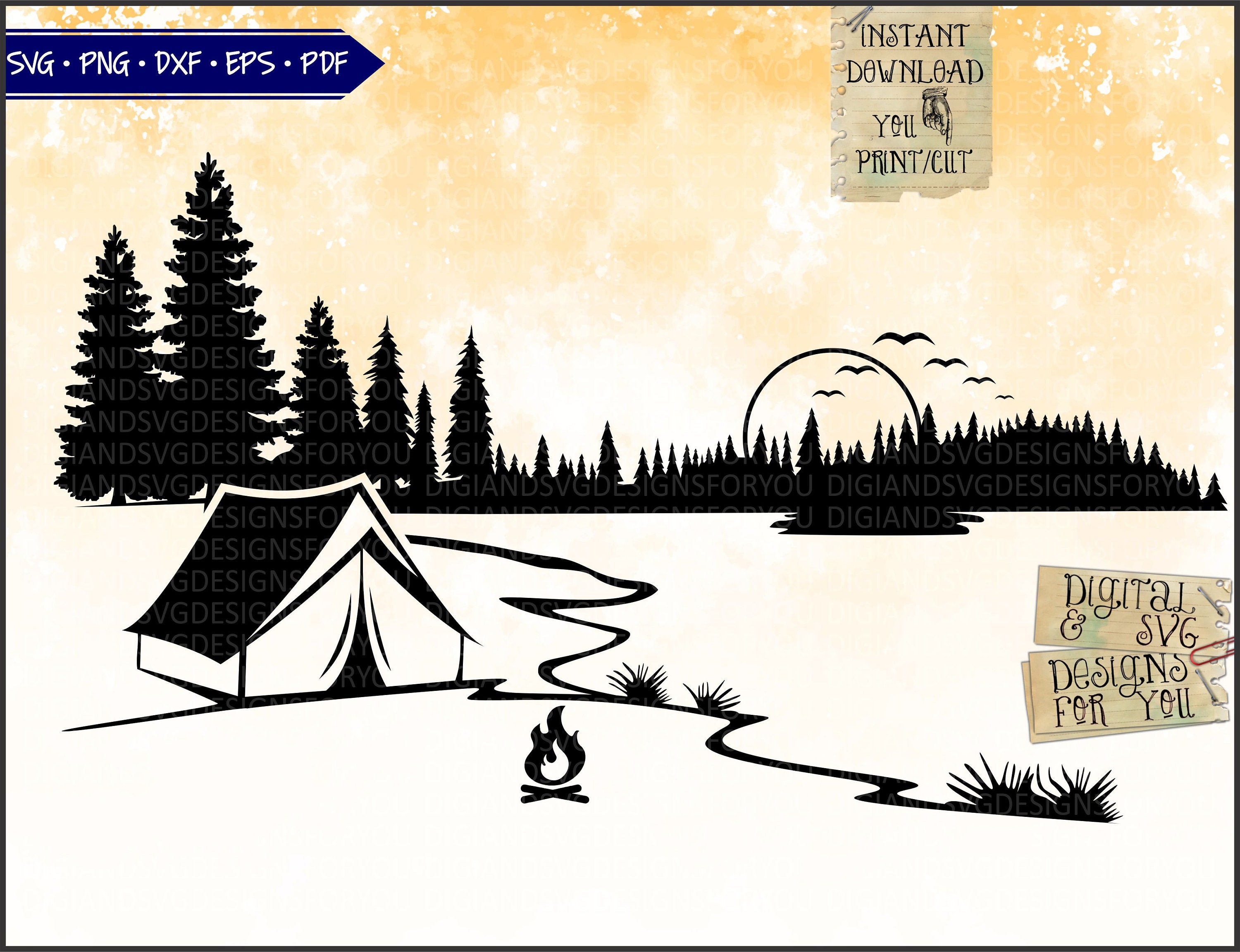 Forest Camper svg png eps dxf camping svg Lake camping | Etsy
