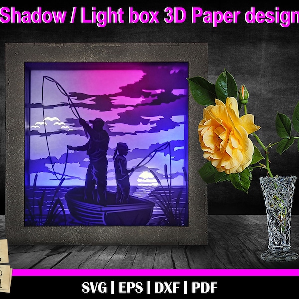 Fishing Shadow Box Svg - Etsy