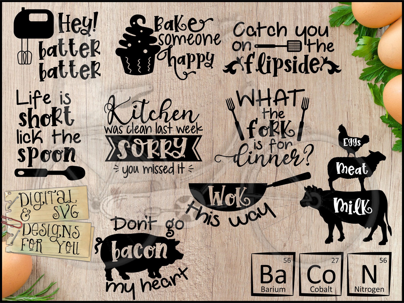 Kitchen Design Bundle Vol2 SVG Cut File | Cut File for Cameo Silhouette ...