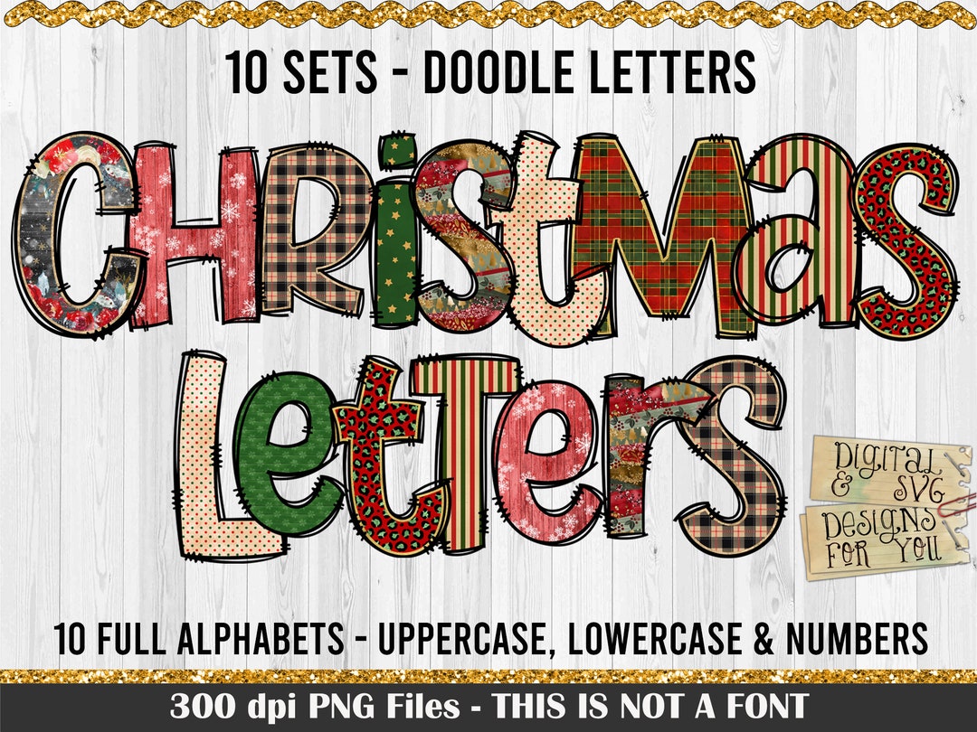Christmas Doodle Alphabet Bundle, Christmas Alphabet, Doodle Letters ...