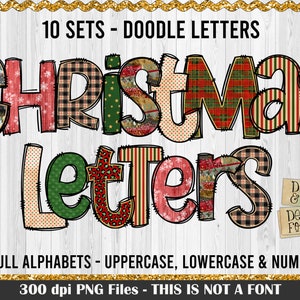 Christmas Doodle Alphabet Bundle, Christmas Alphabet, Doodle Letters ...
