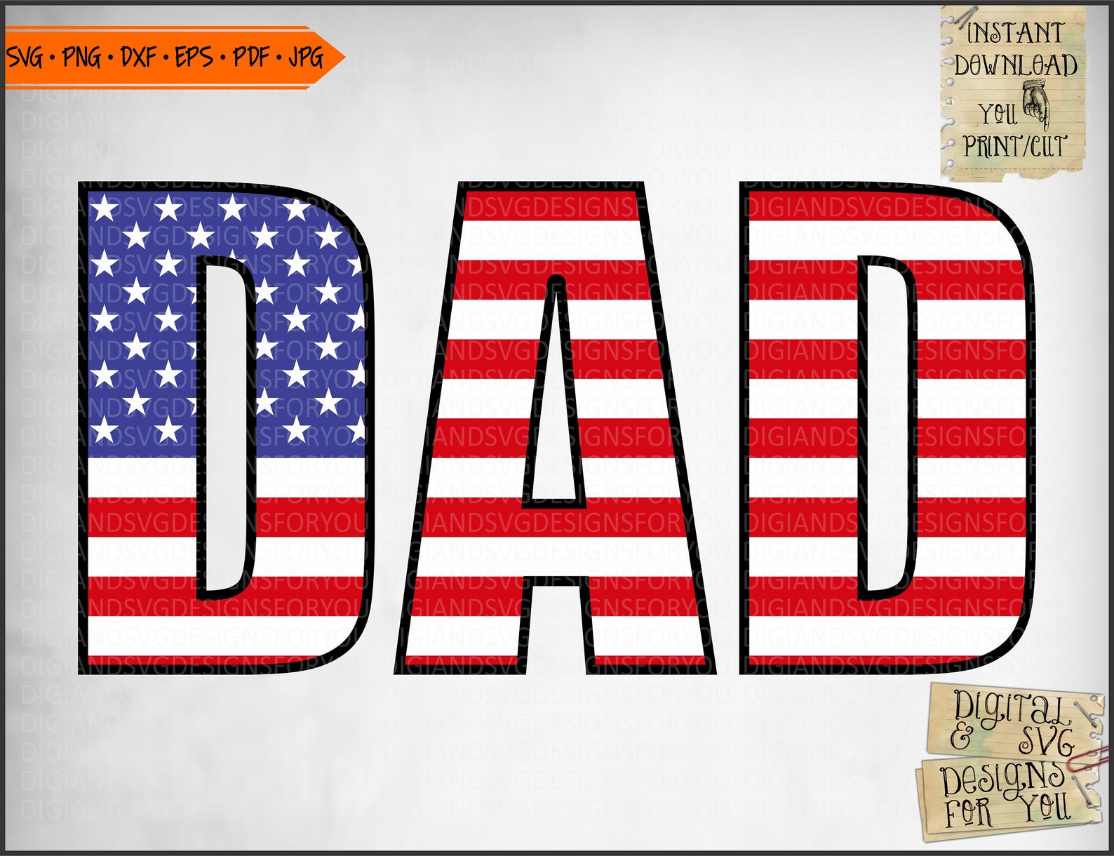 Dad SVG Fathers Day Svg American Flag Svg USA Dad Cut File - Etsy