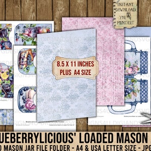 Blueberry-licious, Loaded Mason Jar, File Folder, Blueberries, Tags ...