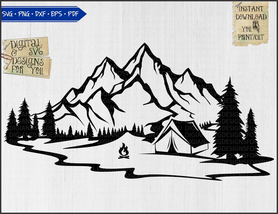 Forest Camper Svg, Png, Eps, Dxf, Mountain Svg, Camping Clipart, Trees ...