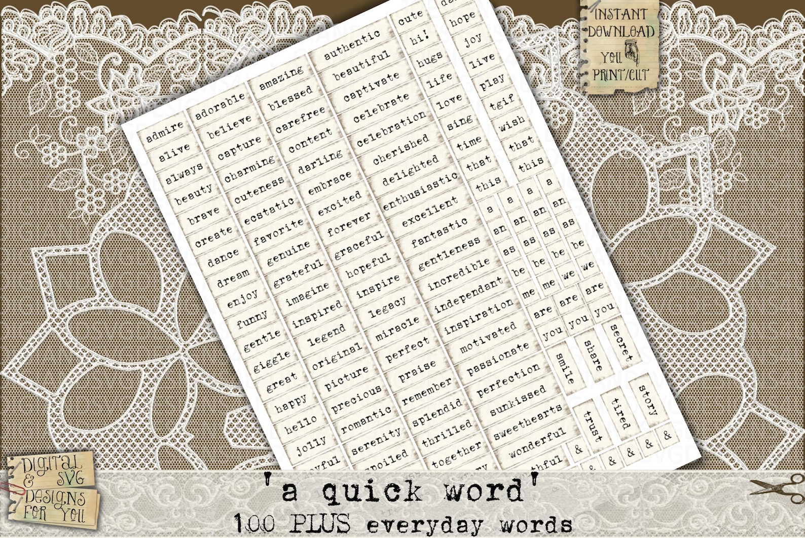 A Quick Word, Vintage, Labels, Inspirational Words, Printable, Junk ...