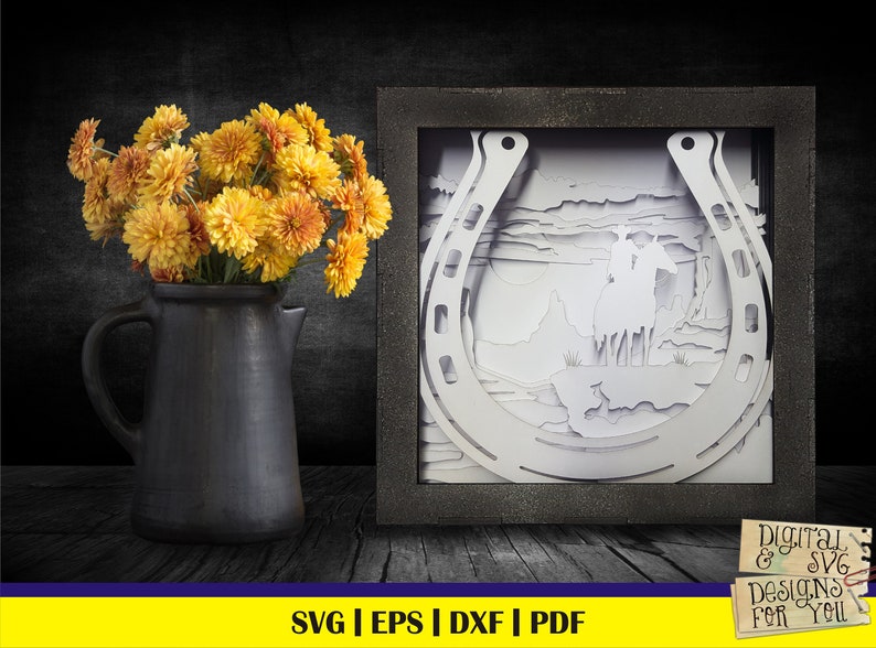 Lone Cowboy 3D Paper Cut Template, Light Box SVG, 3D Shadow Box SVG, 3D ...