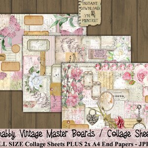 Shabby, Vintage, Master Board, Collage Sheet, Roses, Printable, Digital ...