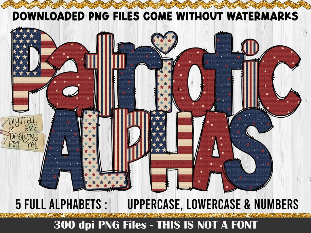 Patriotic Doodle Alphabet Bundle, 4th of July Alphabet, Doodle Letters ...