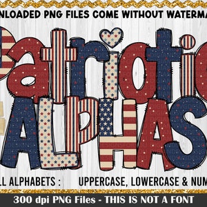 Patriotic Doodle Alphabet Bundle, 4th of July Alphabet, Doodle Letters ...