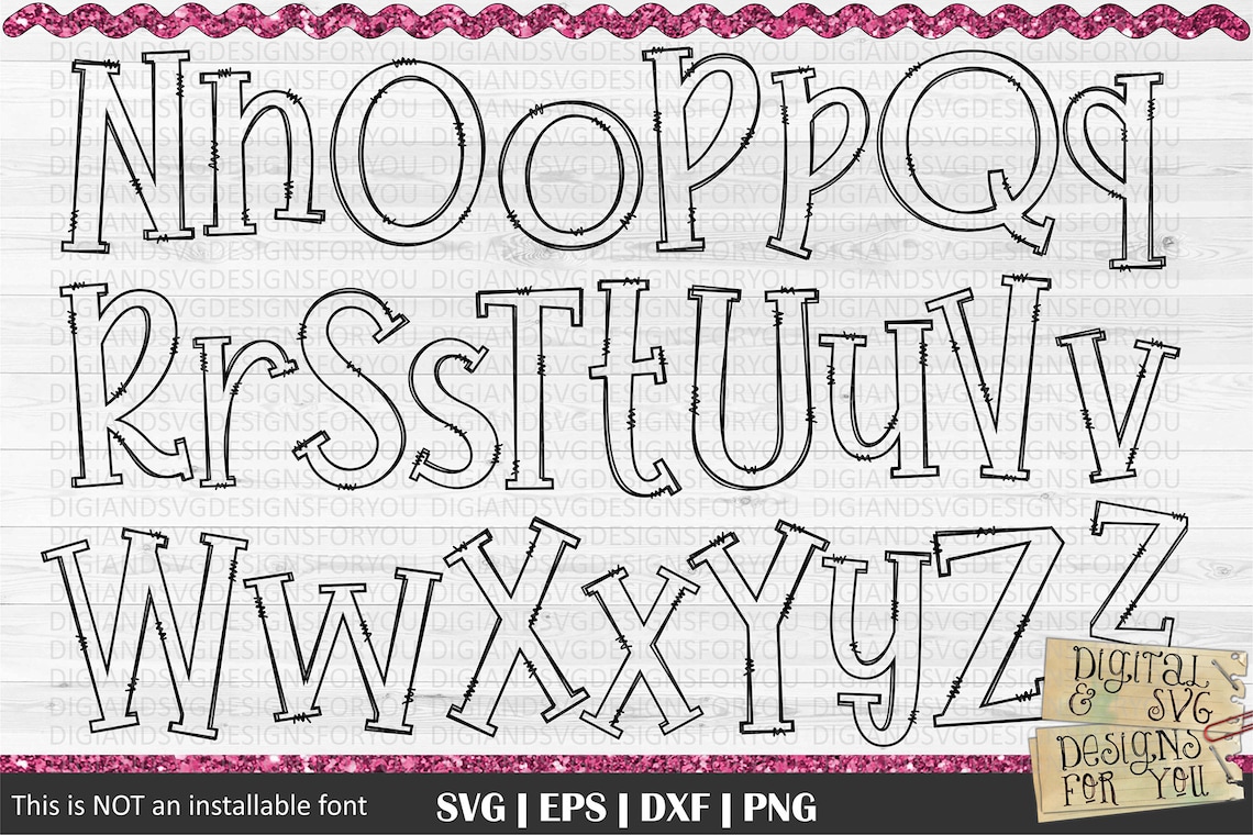 Doodle Letters Svg, Png, Dxf, Transparent Doodle Letters SVG, Blank ...