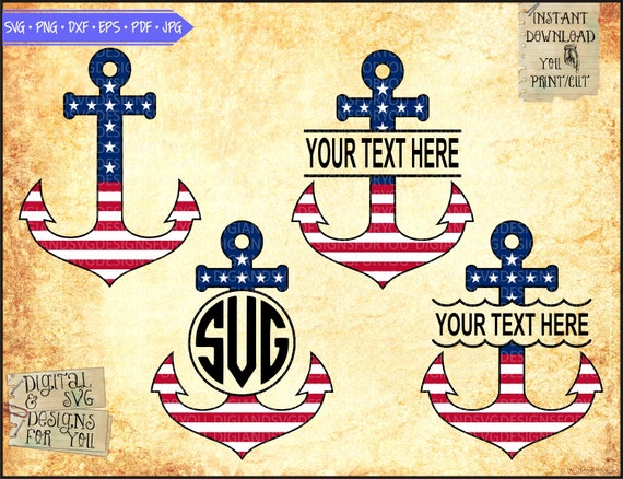 Anchor Monograms Svg Anchors Svg 4th of July Monograms - Etsy