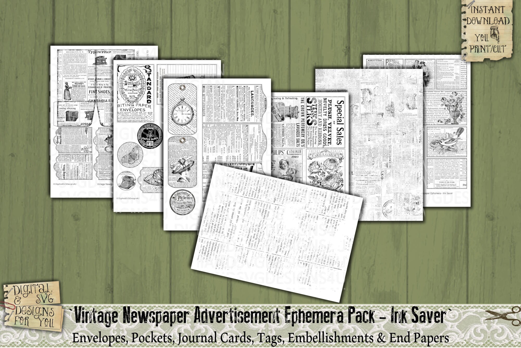 Newspaper Ads Advertisement Vintage Ephemera Ink Saver - Etsy