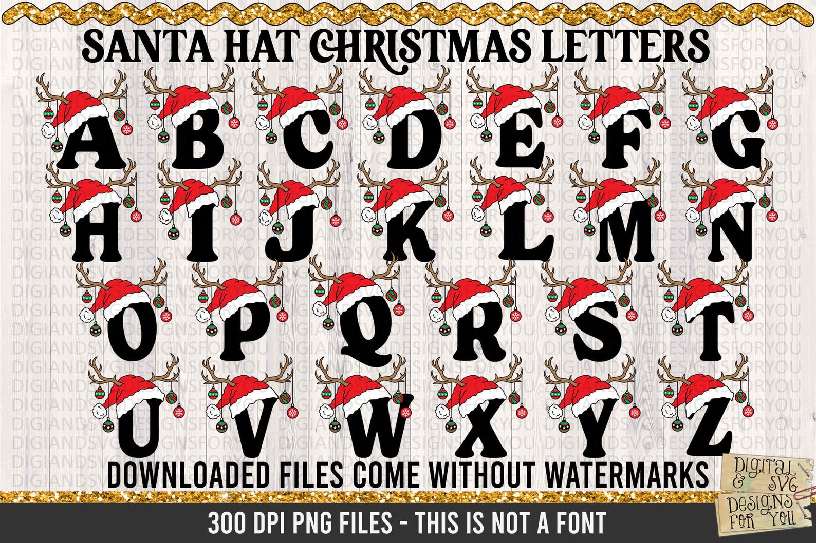 Christmas Alphabet SVG Bundle, Santa Hat Christmas Letters, Christmas ...