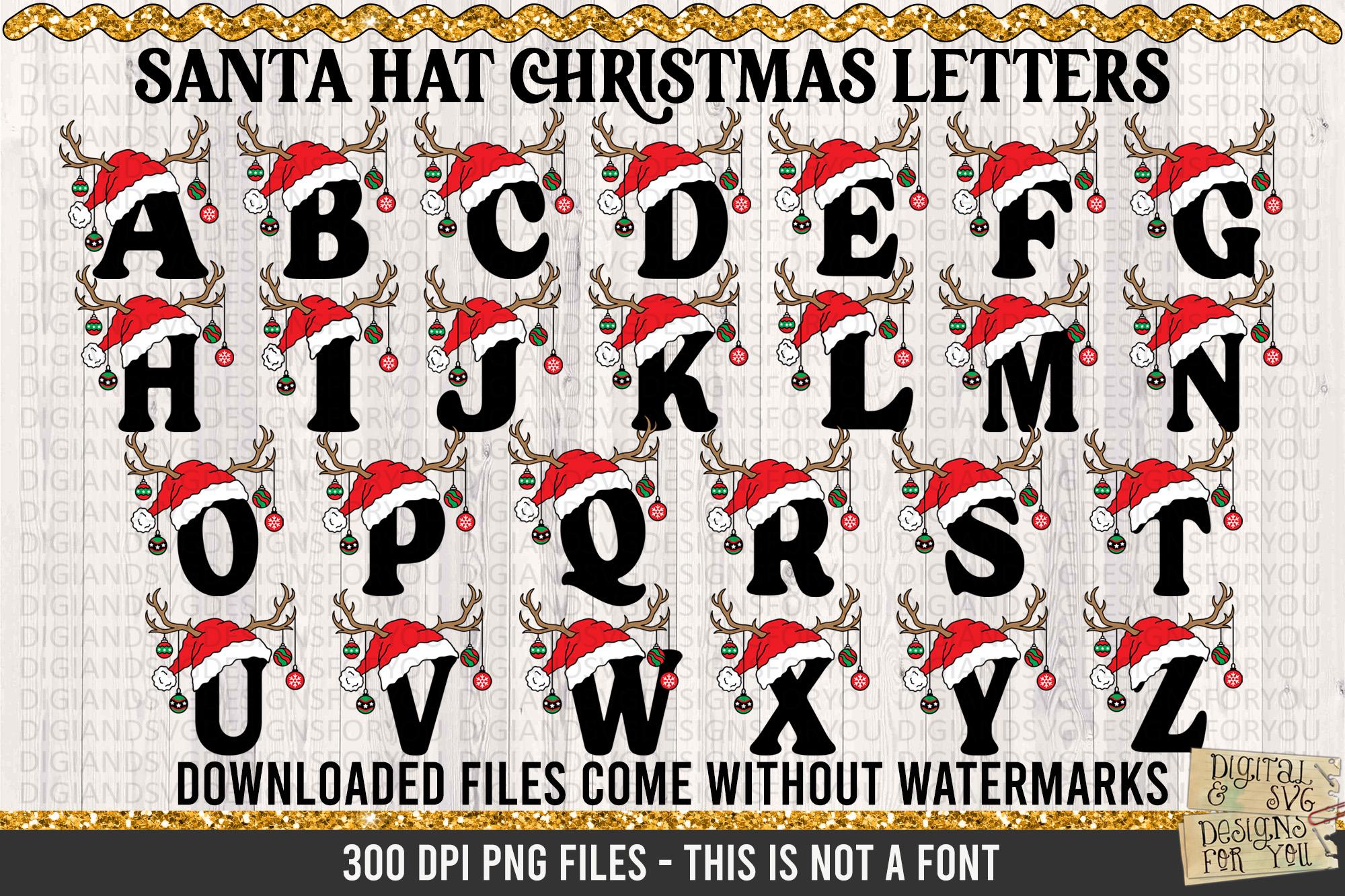 Christmas Alphabet SVG Bundle, Santa Hat Christmas Letters, Christmas ...