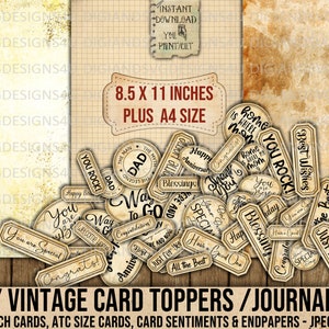 Shabby Vintage Greeting Cards, Toppers, Sentiments, Journal Cards, ATC ...