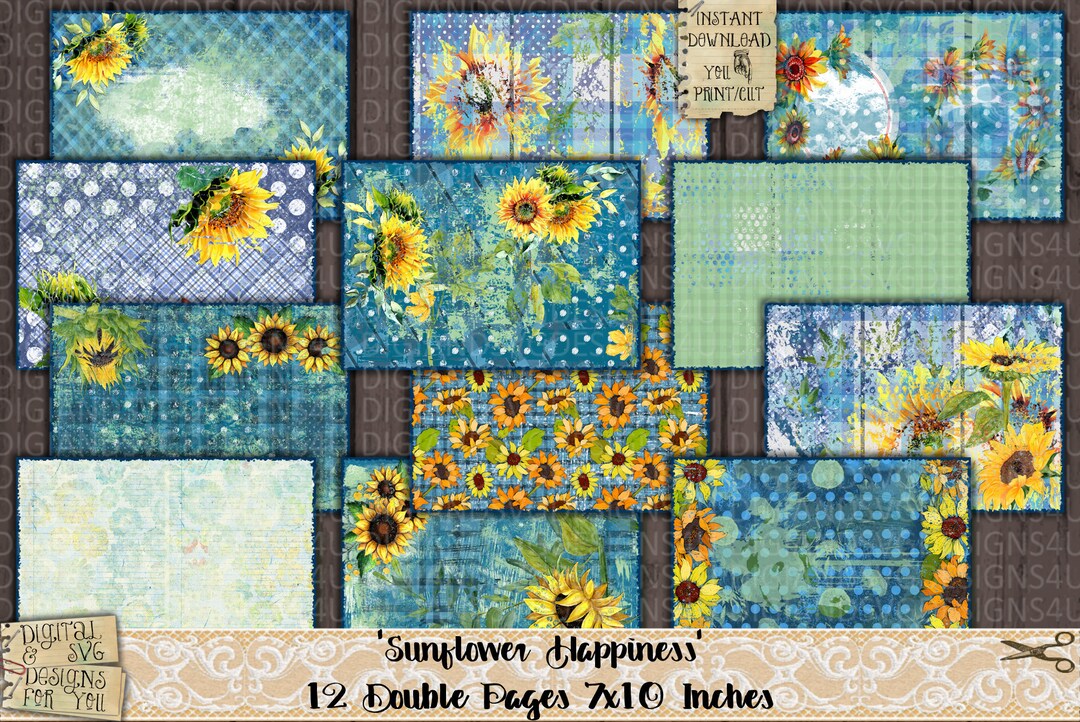 Sunflower Journal Pages, Junk Journal Kit, Junk Journal, Printable ...