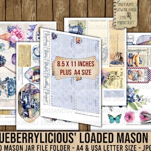 Blueberry-licious, Loaded Mason Jar, File Folder, Blueberries, Tags ...