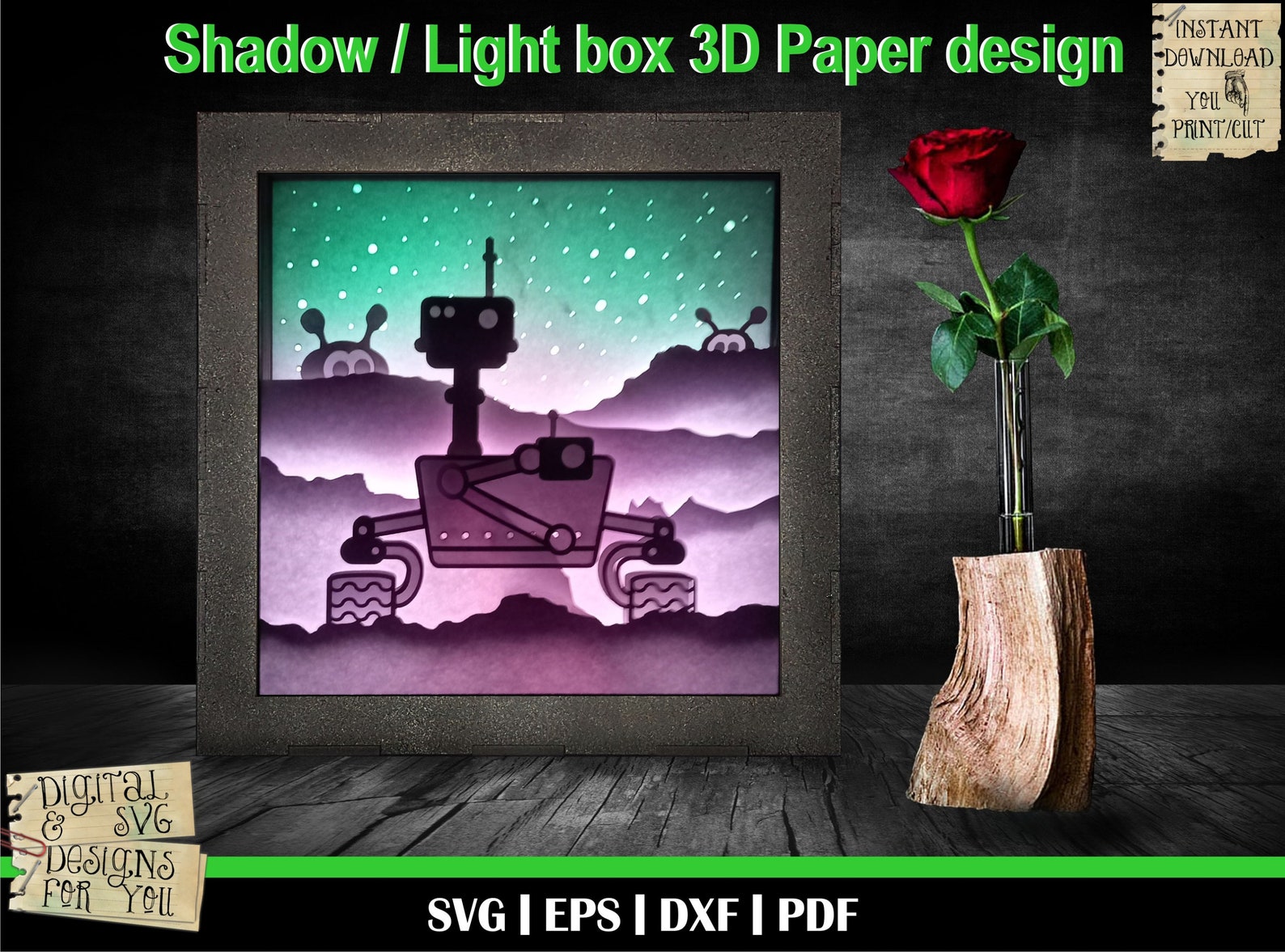 Astronaut and Alien Space Bundle 3D Shadow Box Templates - Etsy