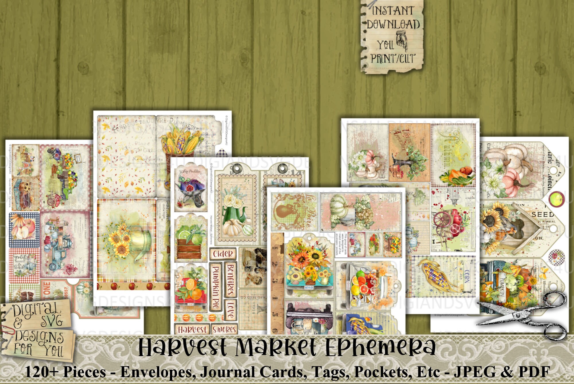 Harvest Market Ephemera Embellishments Journal Autumn - Etsy