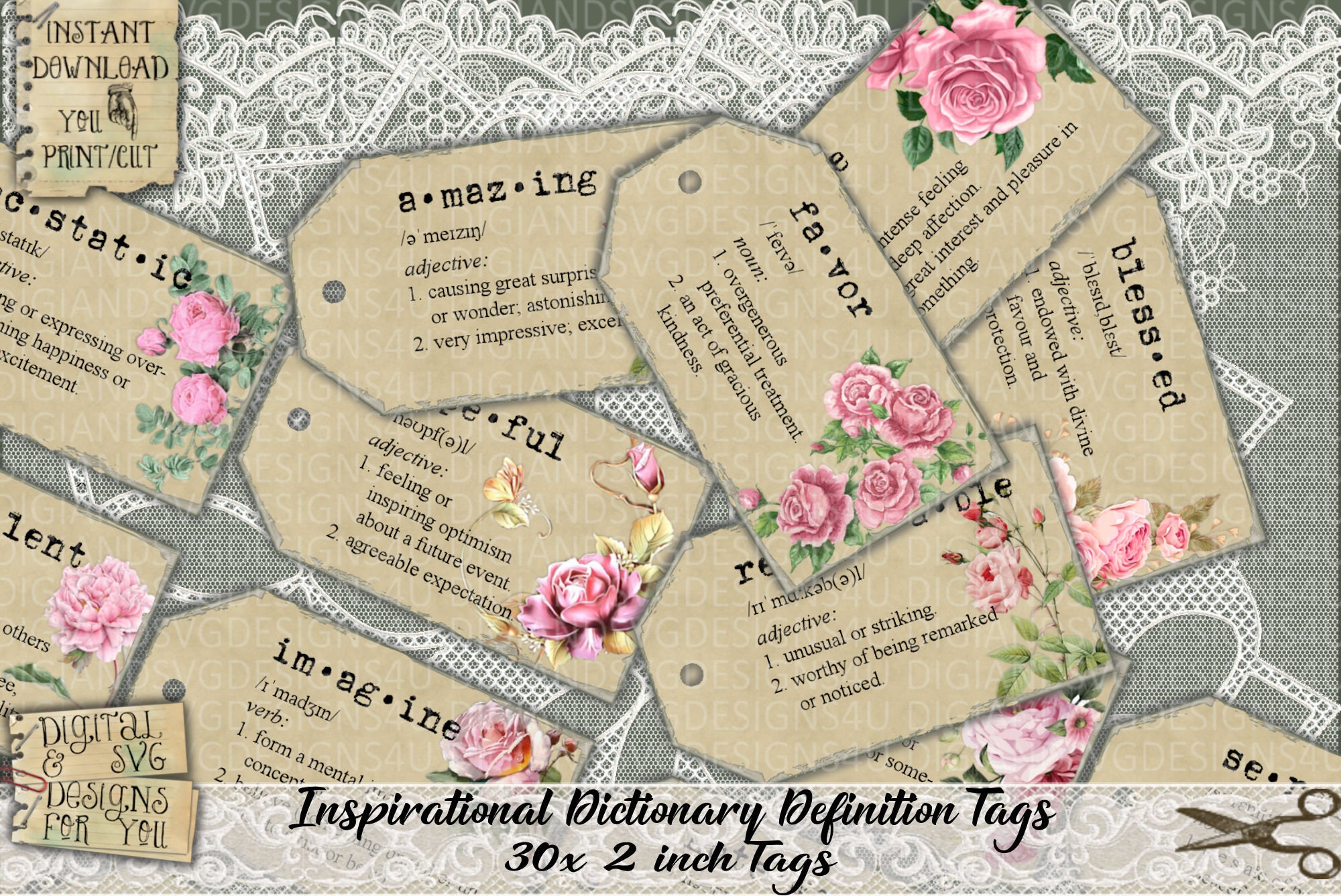 Inspirational Dictionary Definitions Tags Vintage - Etsy