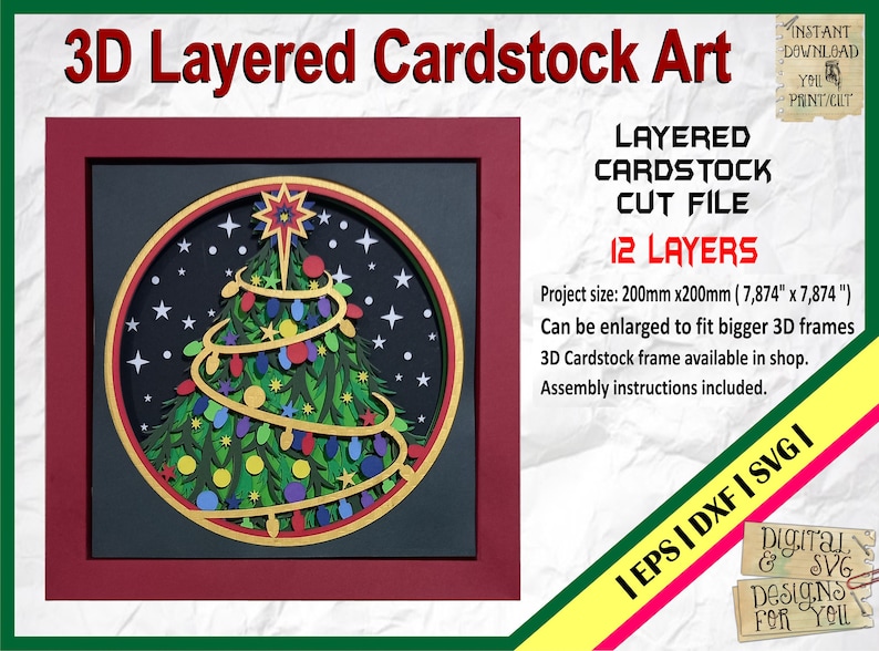 3D Christmas Tree SVG 3D Cardstock Design 3D Paper Cut - Etsy