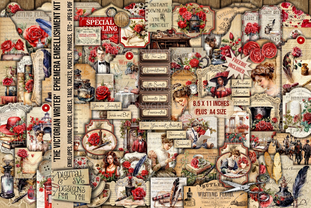 The Victorian Writer, Ephemera, Embellishments, Journal, Vintage ...