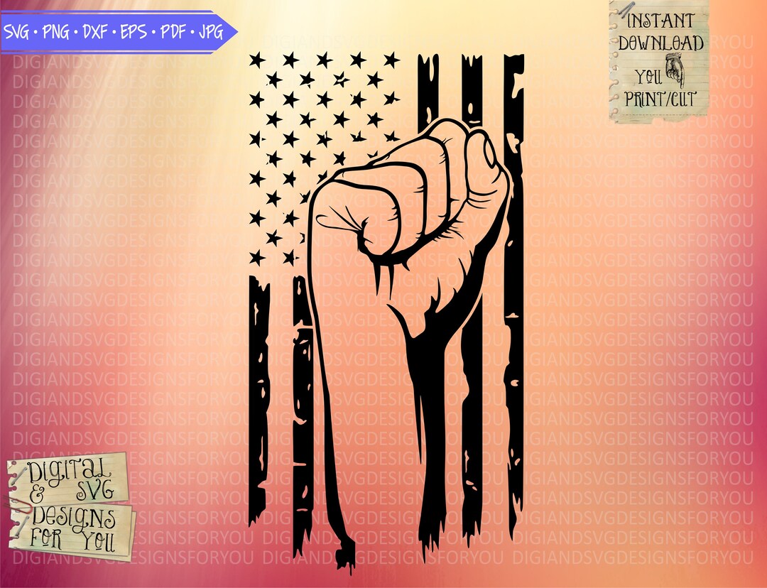 Freedom Fist Flag USA Flag With Fist Svg Cut File, Flag Design,fist Svg ...