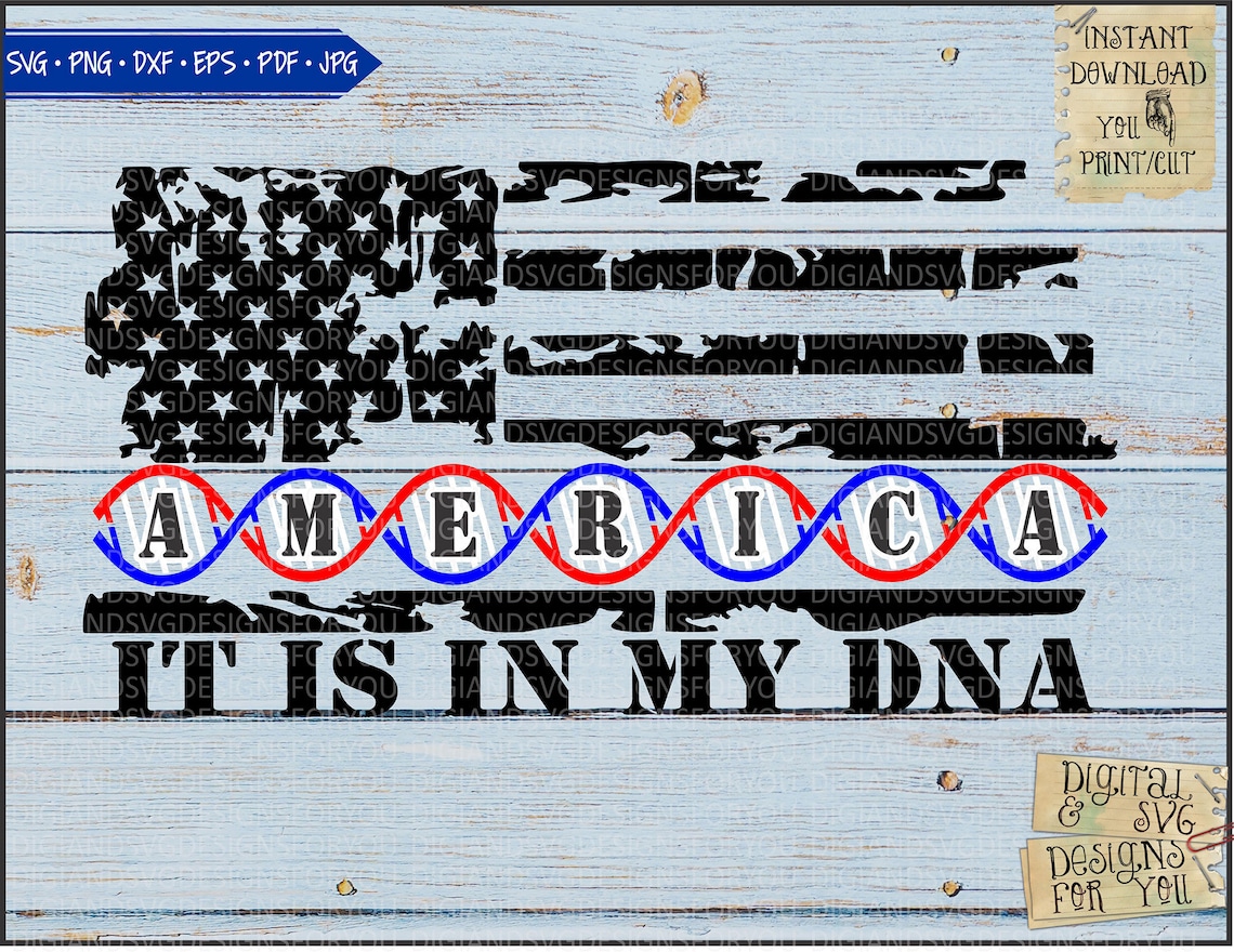 America DNA Svg American Flag Svg Dna Svg Cut File Grunge - Etsy