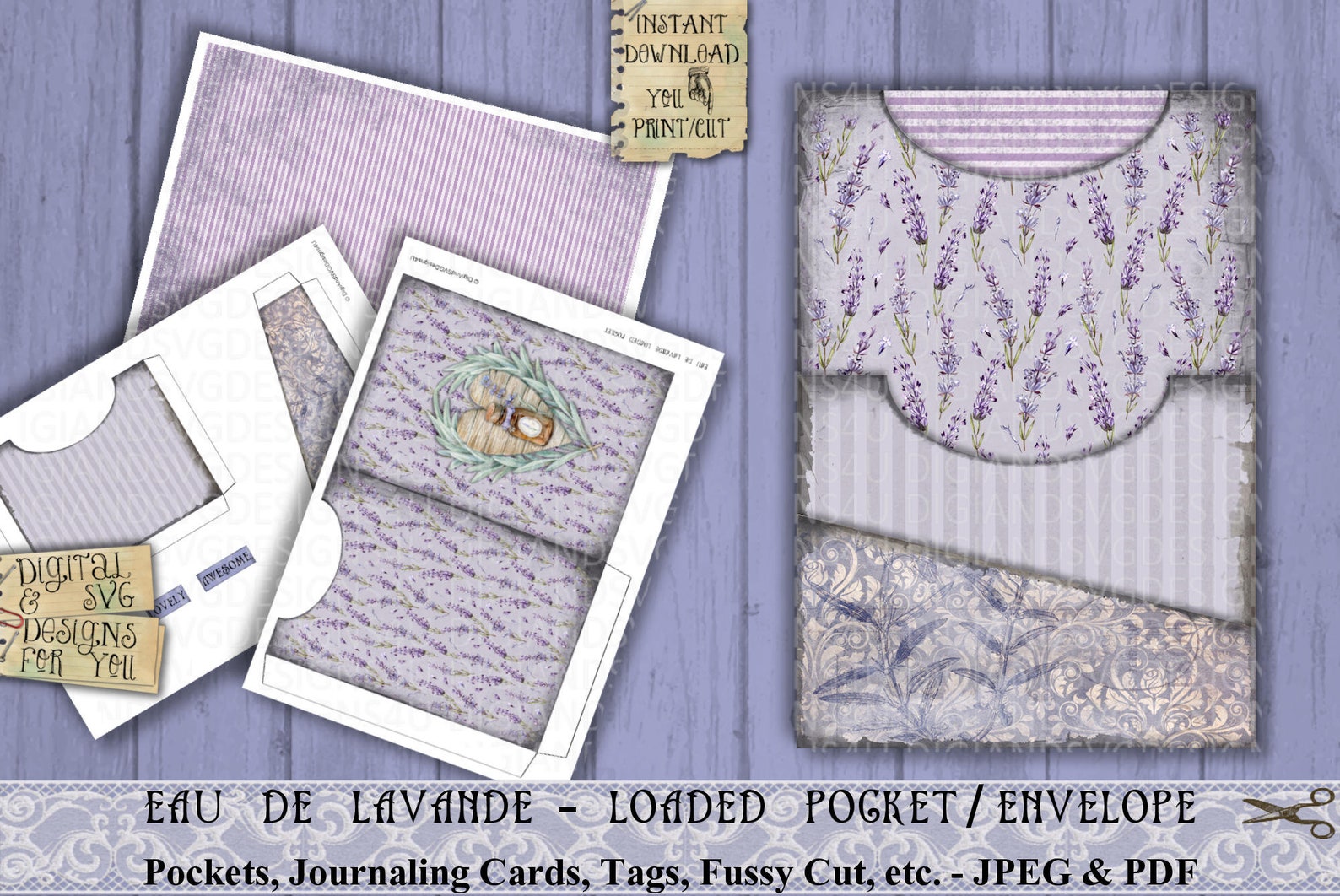 Loaded Pocket Envelope Lavender Shabby Vintage - Etsy