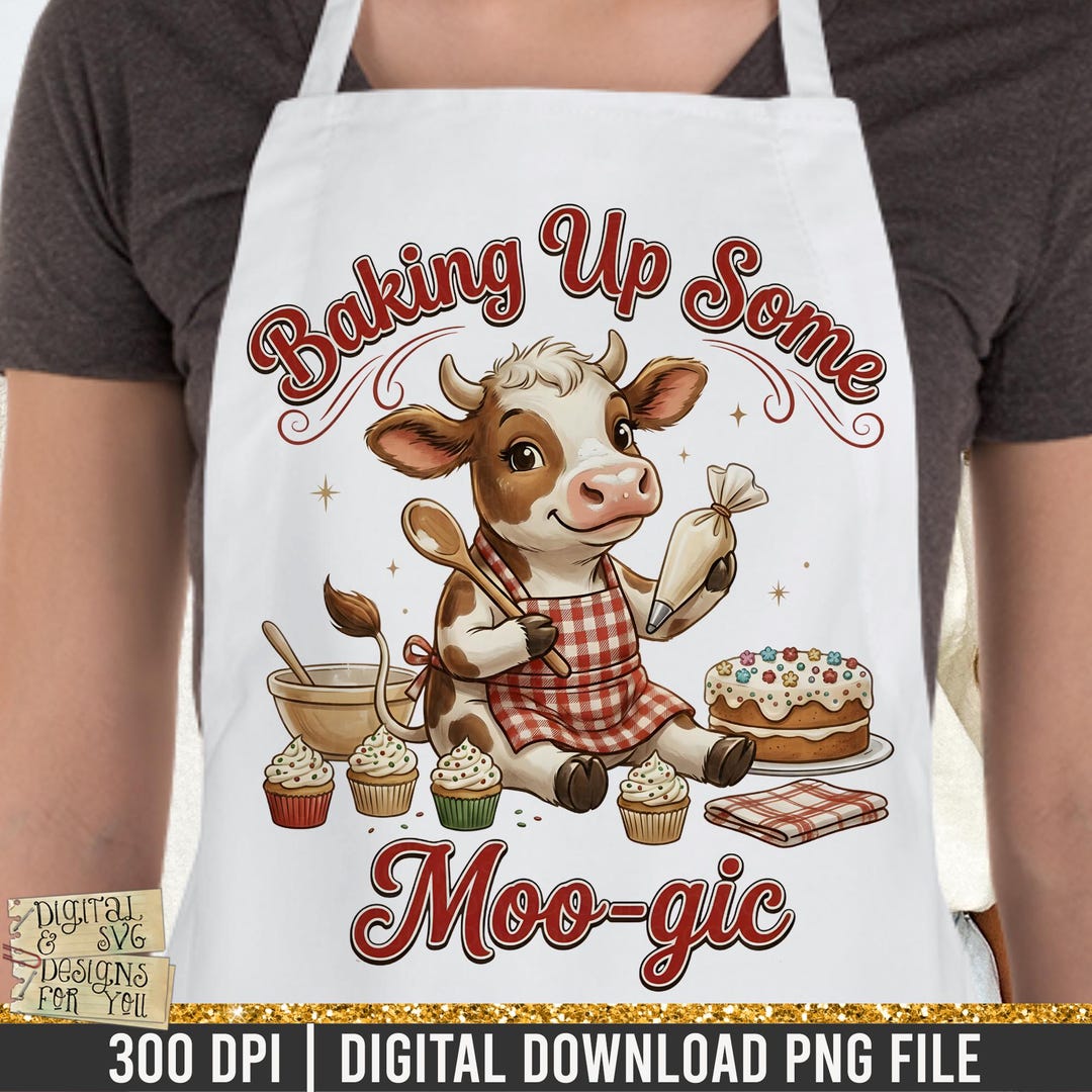 Baking up Some Moo-gic Png, Baking Cow Png, Cute Baking Png, Baking Pun ...