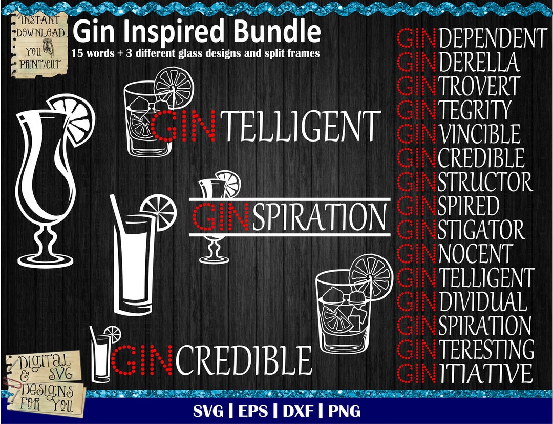 Gin Inspired Bundle | Gin Svg | Drink Cut File | Gin Sayings Svg | Bar ...