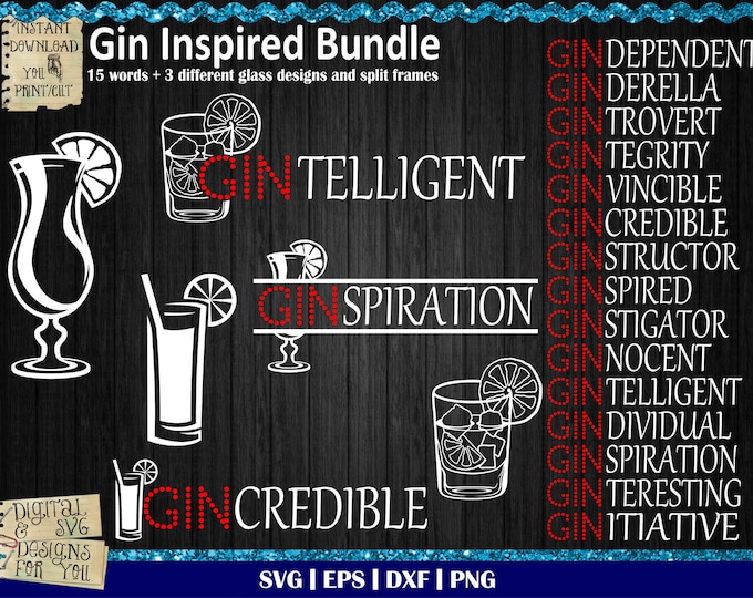 Gin Inspired Bundle Gin Svg Drink Cut File Gin Sayings - Etsy