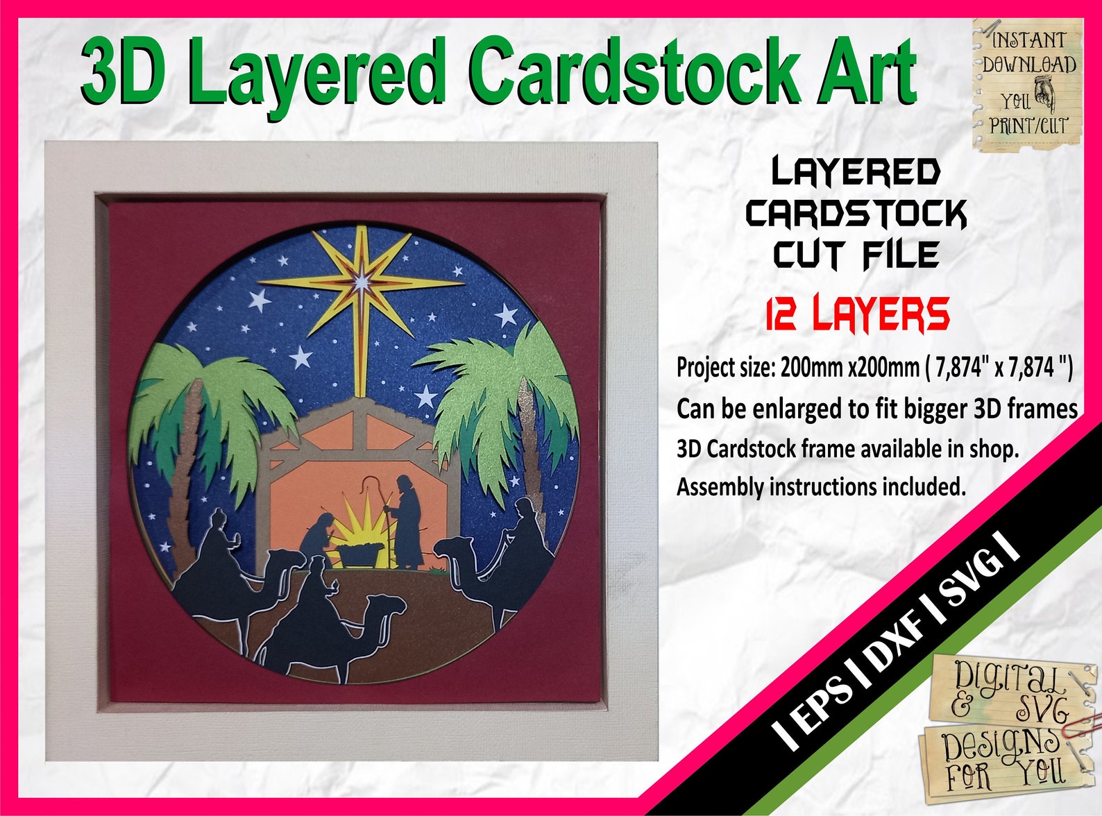 3D Nativity Scene Svg 3D Cardstock Design 3D Paper Cut | Etsy