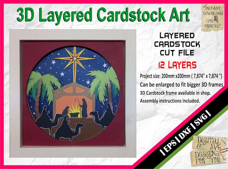 3D Nativity Scene Svg 3D Cardstock Design 3D Paper Cut | Etsy