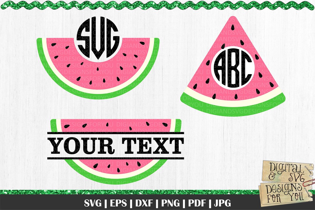 Watermelon Monogram Frames Svg Eps Png Dxf Pink Watermelon - Etsy