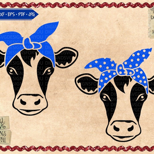 COW BANDANA SVG Cow With Bandana Clipart Cow Head Svg File - Etsy