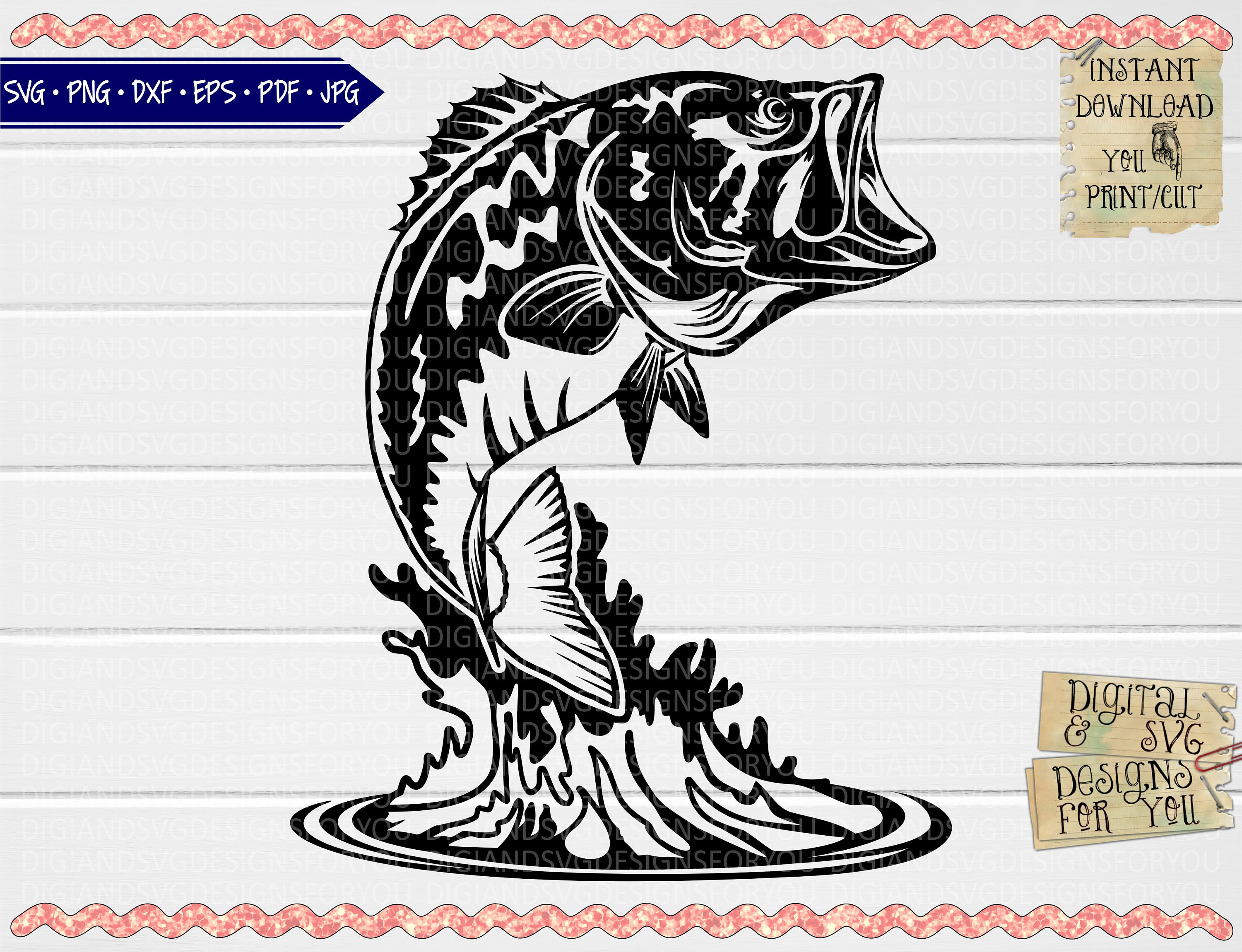 Bass svg bass fishing svg fishing svg dxf png eps fishing | Etsy