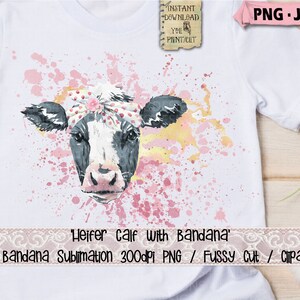 Heifer Calf With Bandana Sublimation, Heifer Cow, Cow With Bandana ...