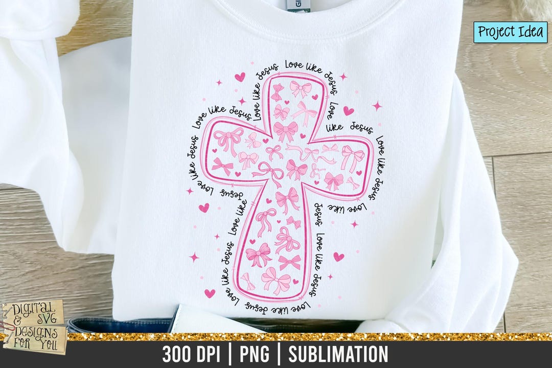 Love Like Jesus Png, Coquette Cross, Christian Valentine Png, Cross Png ...