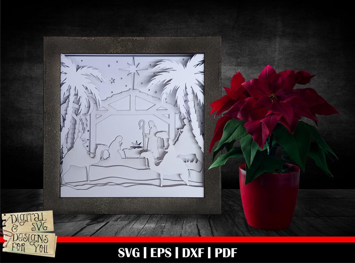 Christmas Nativity Scene - 3D Shadow Box, 3D Light Box, Shadow Box ...