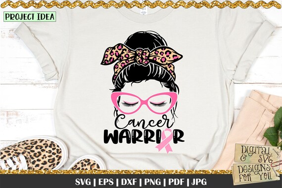 Cancer Warrior Svg Breast Cancer Awareness Messy Bun SVG | Etsy