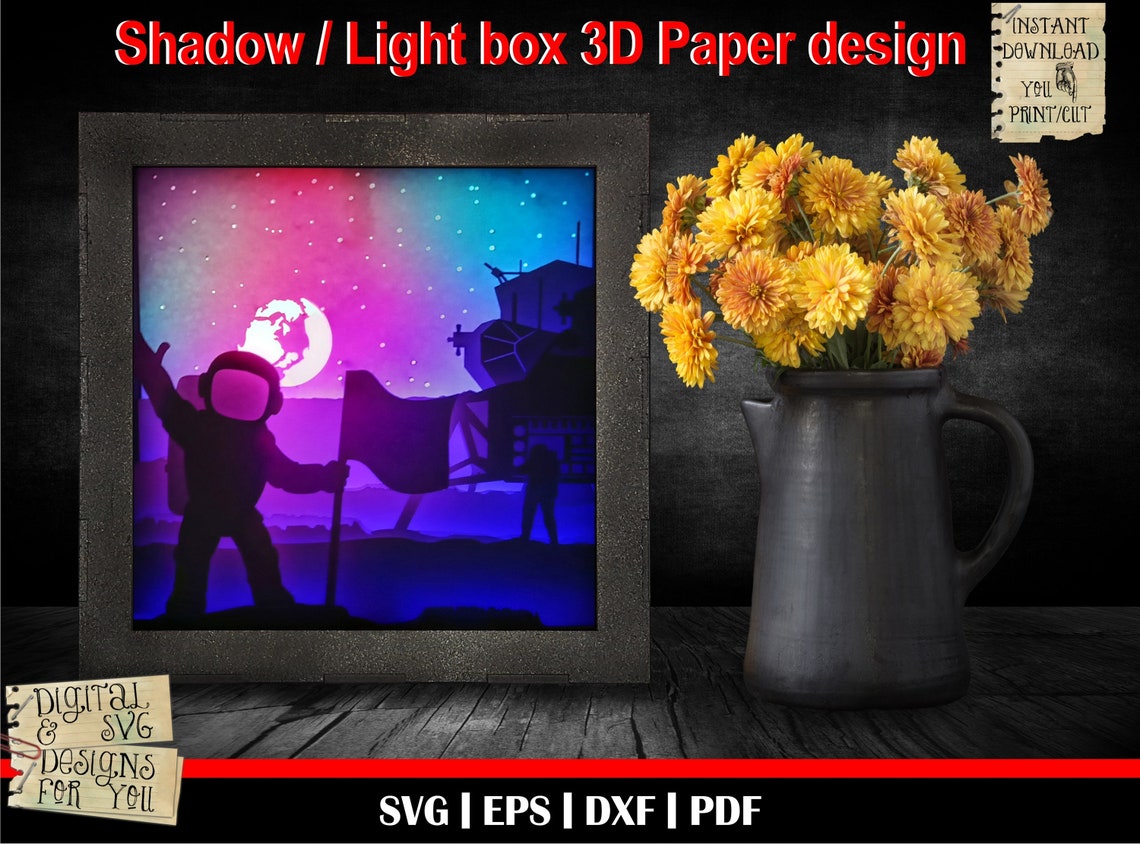 Astronaut and Alien Space Bundle 3D Shadow Box Templates - Etsy