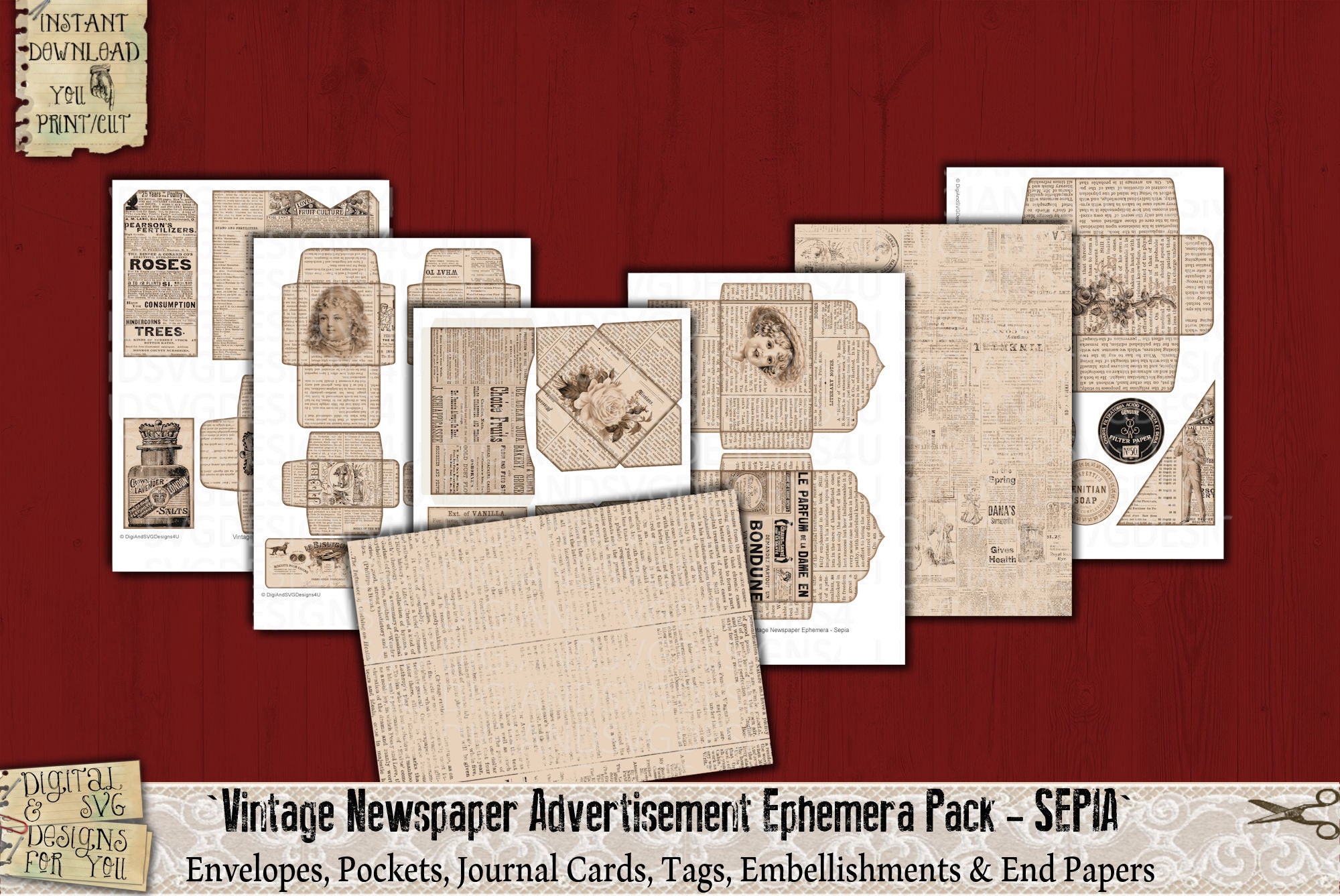 Newspaper Ads Advertisement Vintage Sepia Ephemera - Etsy