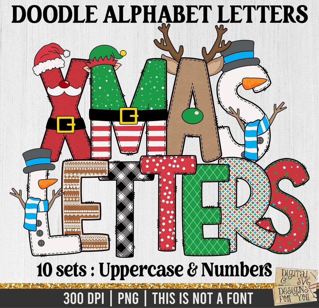 Christmas Doodle Letters, Christmas Alphabet, Doodle Letters, Alpha ...