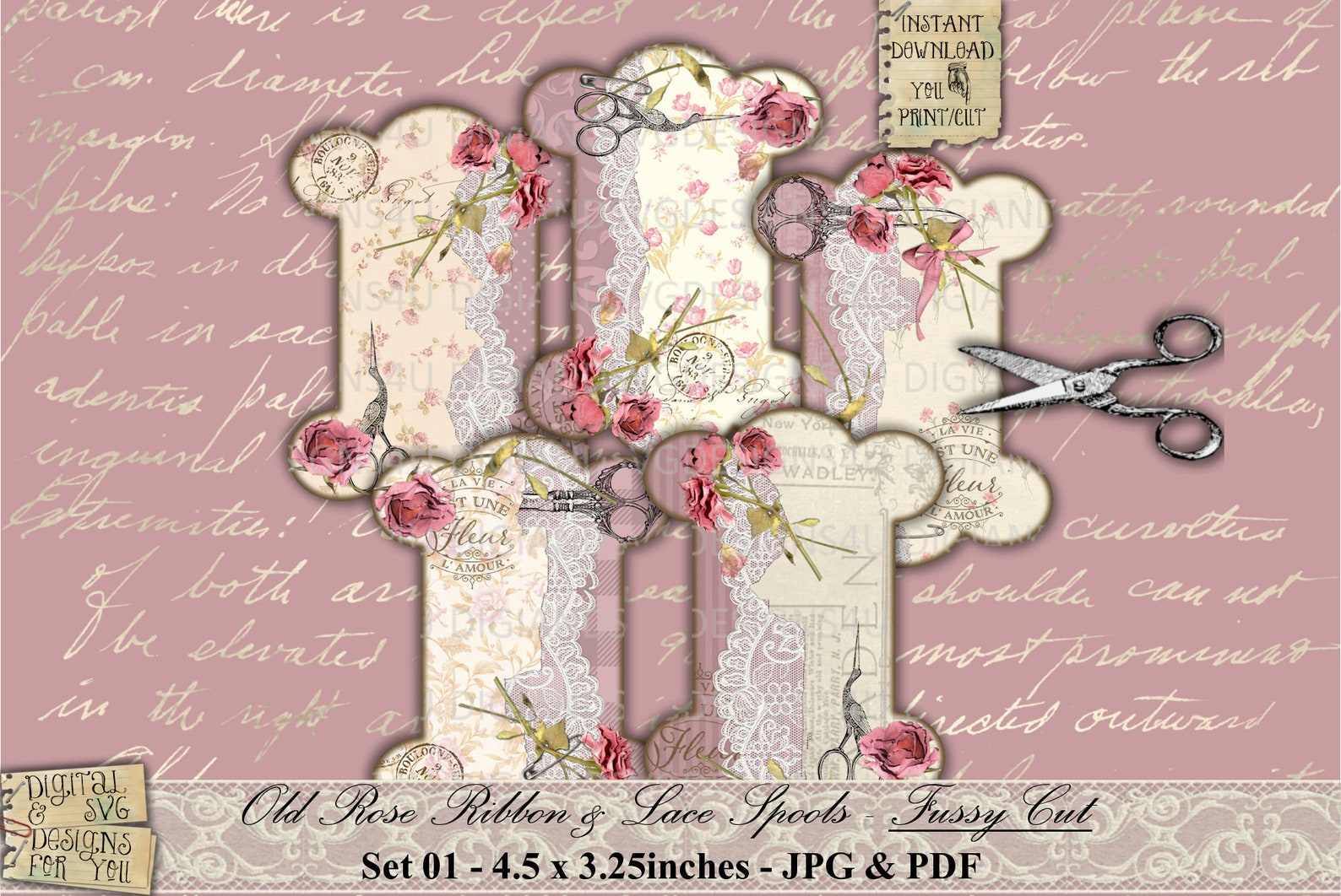 Ribbon Spools, Lace Spools, RS01, Organizing, Shabby, Vintage, Junk ...