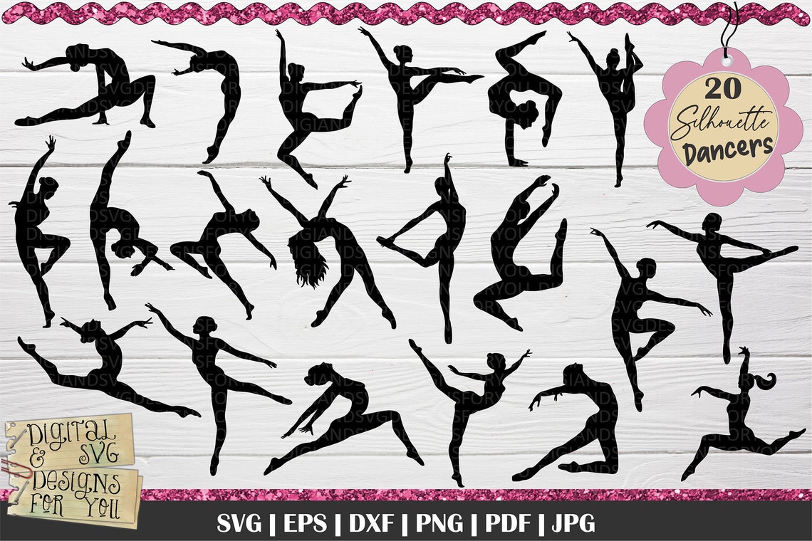 Dancer Silhouettes Bundle Svg Cut Files, Dancers Svg, Dancing Bundle ...