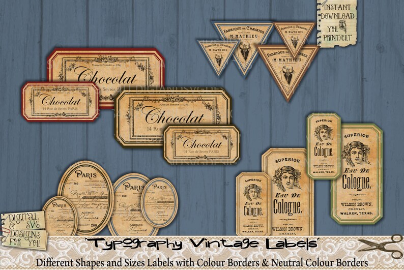 Typography, Vintage, Labels, Sepia, Prints, Text, Numbers, Printable ...