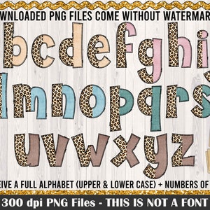 Half Leopard and Pastel Doodle Alphabet Bundle, Leopard Alphabet ...